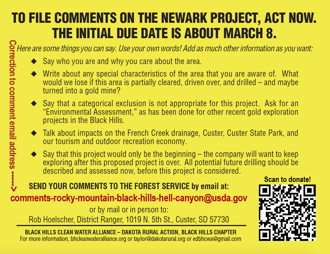 Correction Alert – Yellow Postcard on Newark Project – Black Hills ...